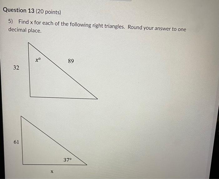 Solved 5) Find x for each of the following right triangles. | Chegg.com