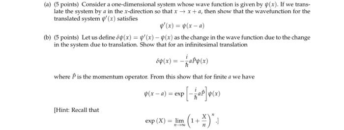 Solved (a) (5 points) Consider a one-dimensional system | Chegg.com