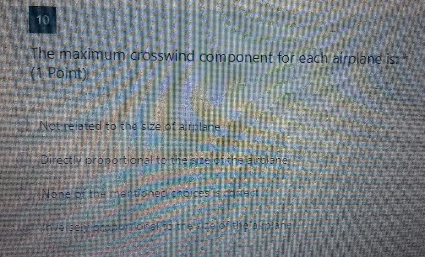 Solved 10 The maximum crosswind component for each airplane | Chegg.com