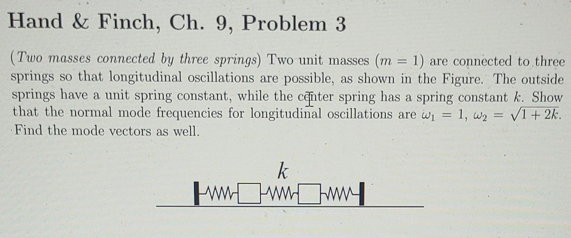 Solved (Two masses connected by three springs) Two unit | Chegg.com