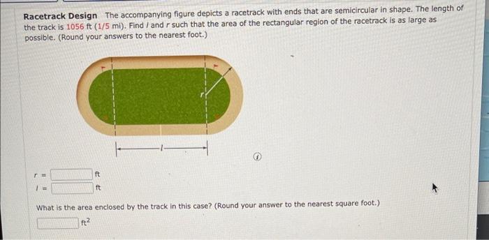 Solved Racetrack Design The accompanying figure depicts a | Chegg.com