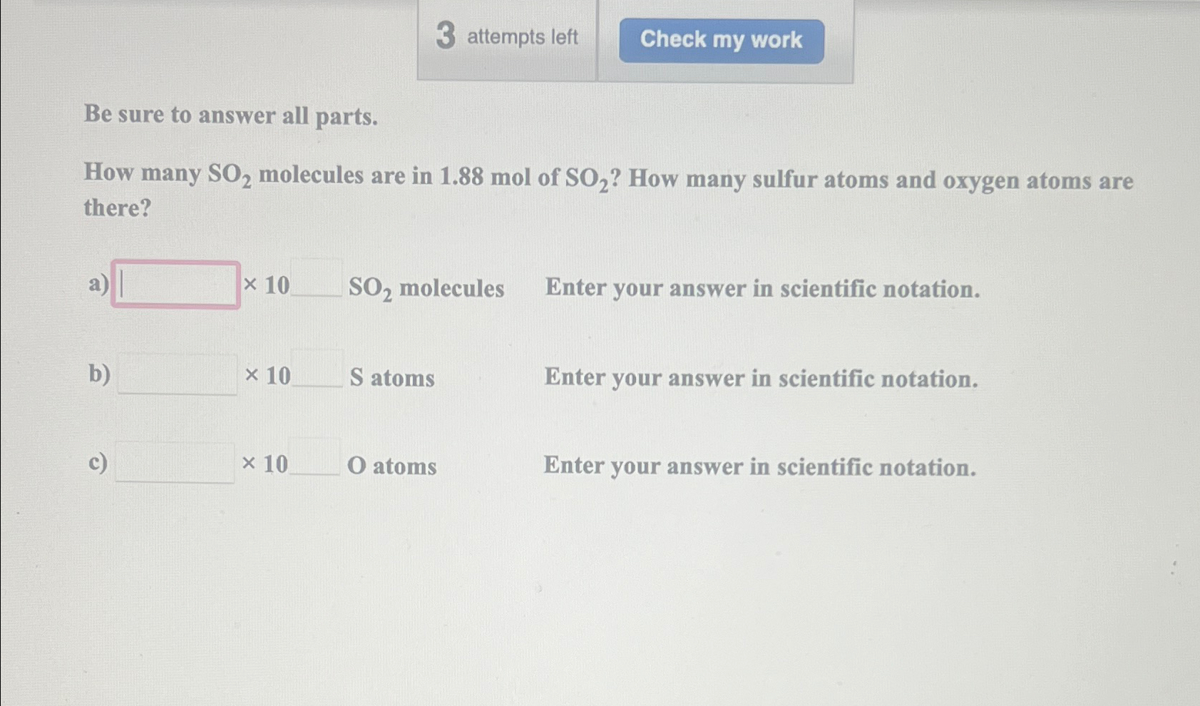 Solved 3 ﻿attempts leftBe sure to answer all parts.How many | Chegg.com