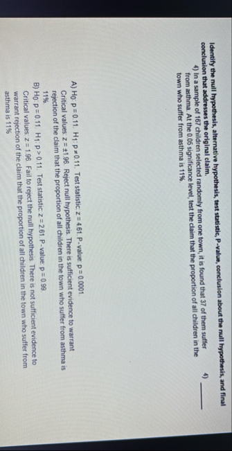 Solved Identify the null hypothesis, alternative hypothesis, | Chegg.com