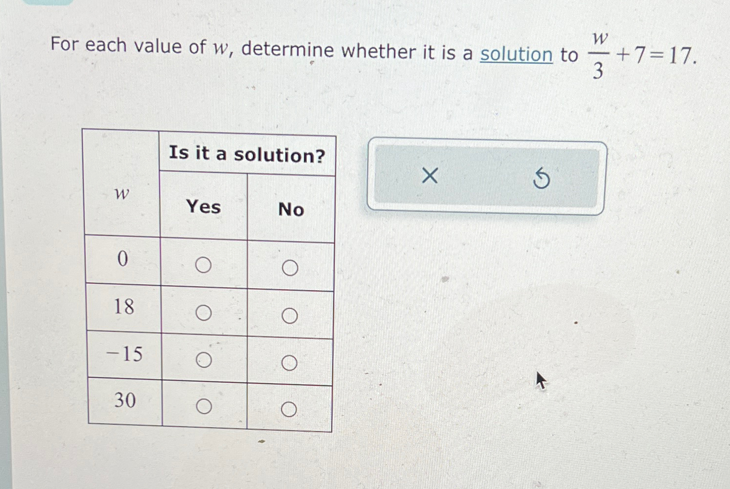 Solved For each value of w, ﻿determine whether it is a | Chegg.com