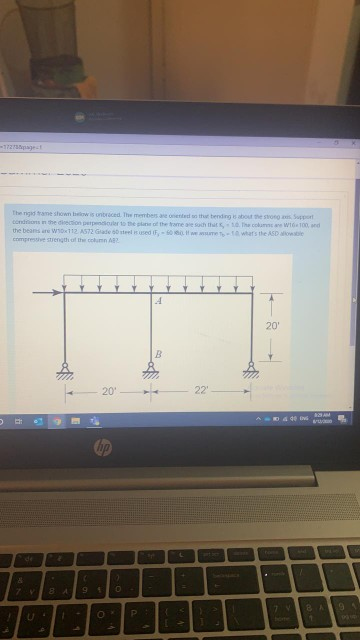 Solved The rigid frame shown below is unbraced. The members | Chegg.com