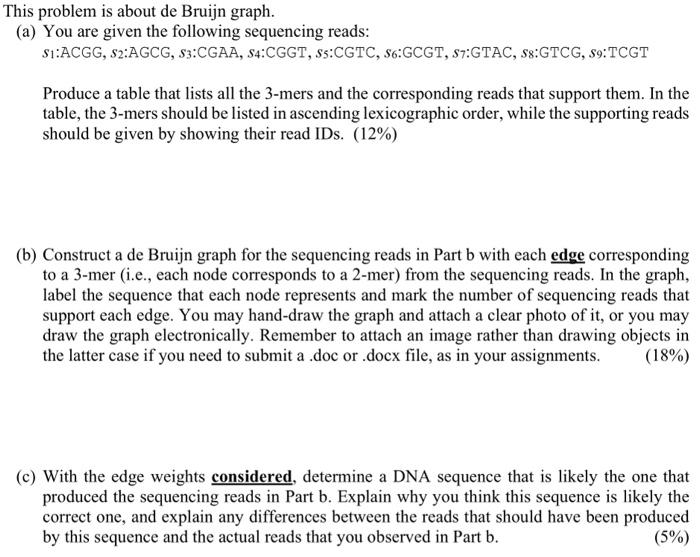 Solved his problem is about de Bruijn graph. (a) You are | Chegg.com
