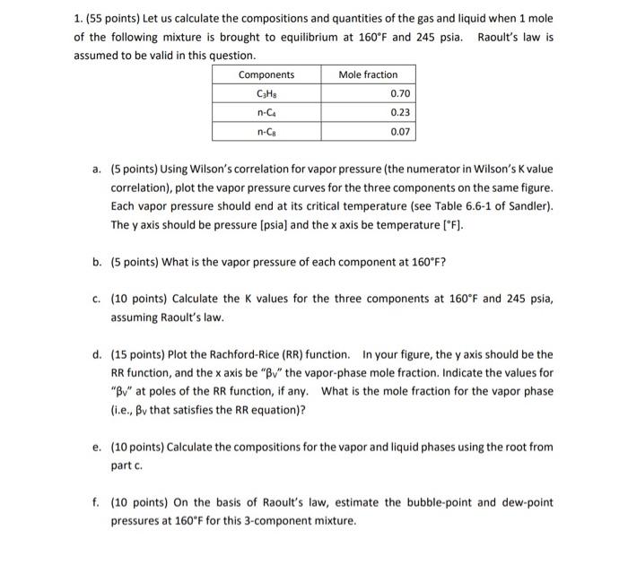 Solved 1. (55 points) Let us calculate the compositions and | Chegg.com