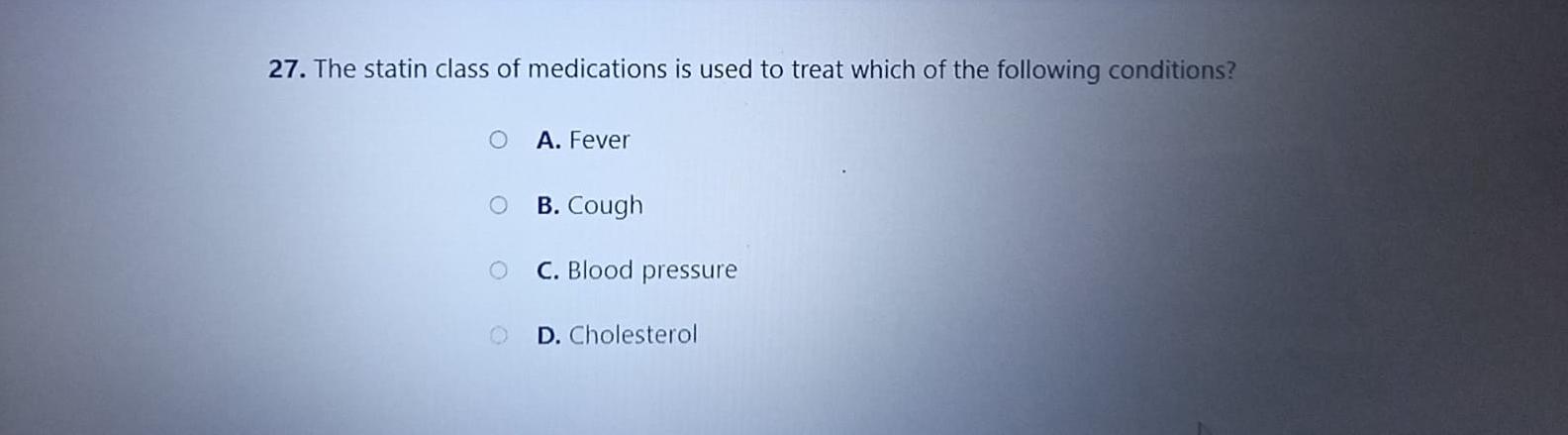 Solved The statin class of medications is used to treat | Chegg.com