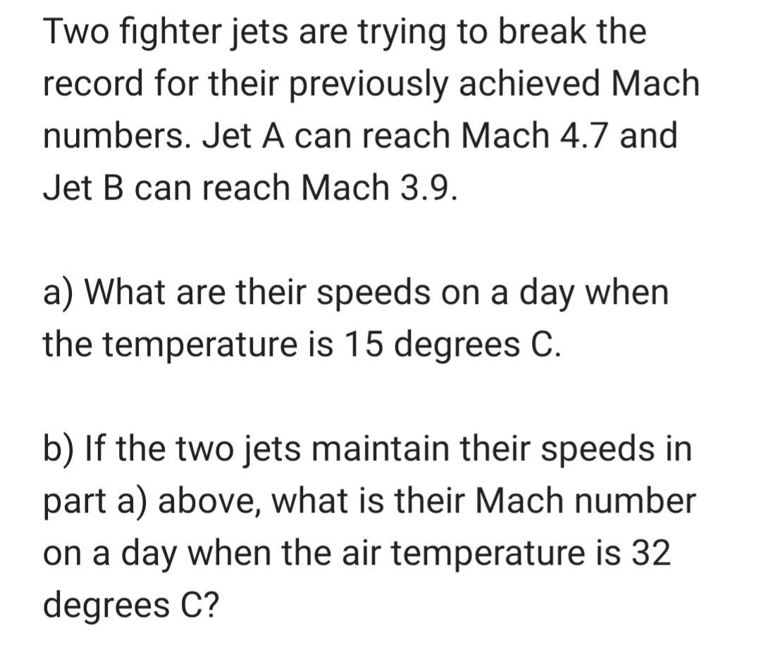 Solved Two fighter jets are trying to break the record for | Chegg.com