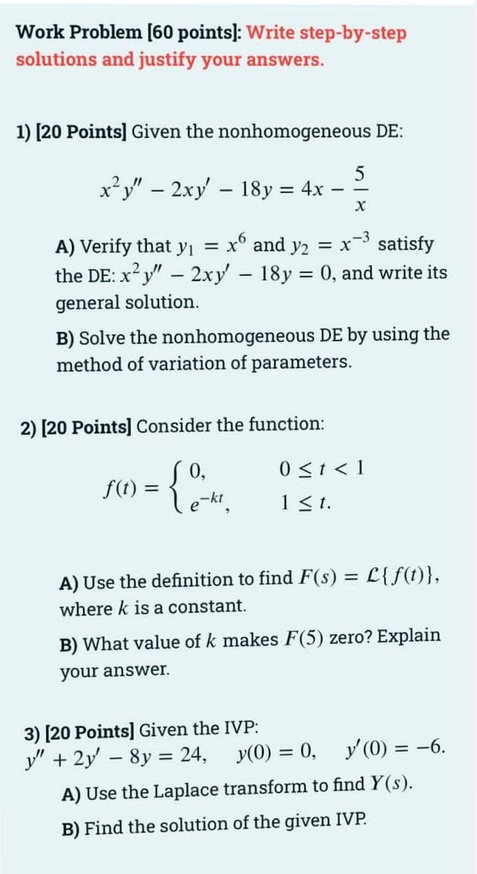 Solved Work Problem [60 points]: Write step-by-step | Chegg.com