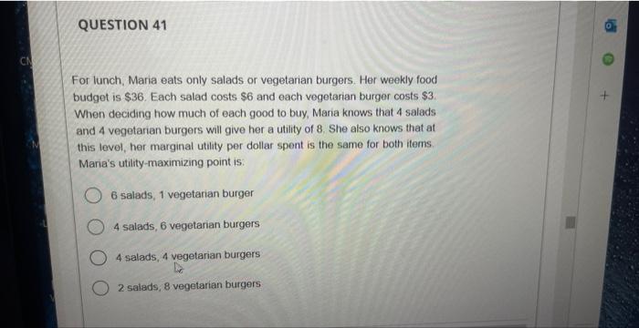 Solved For lunch, Maria eats only salads or vegetarian | Chegg.com