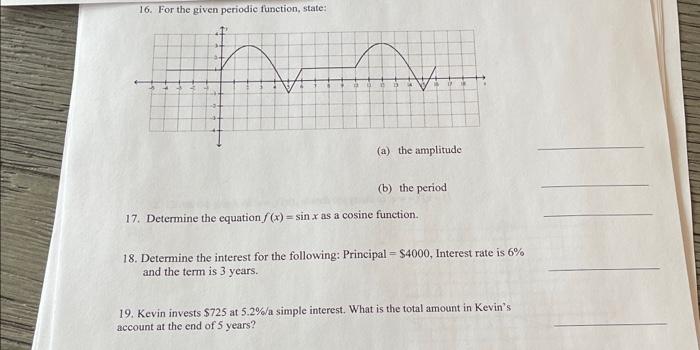 Solved 16. For the given periodic function, state: (b) the | Chegg.com
