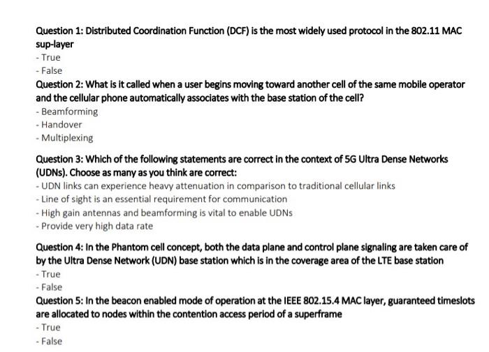 Solved Question 1: Distributed Coordination Function (DCF) | Chegg.com