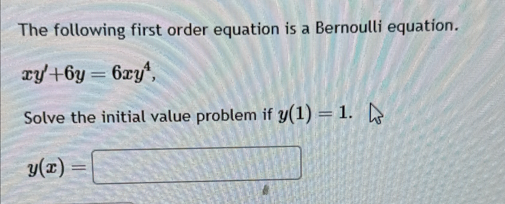 Solved The following first order equation is a Bernoulli | Chegg.com
