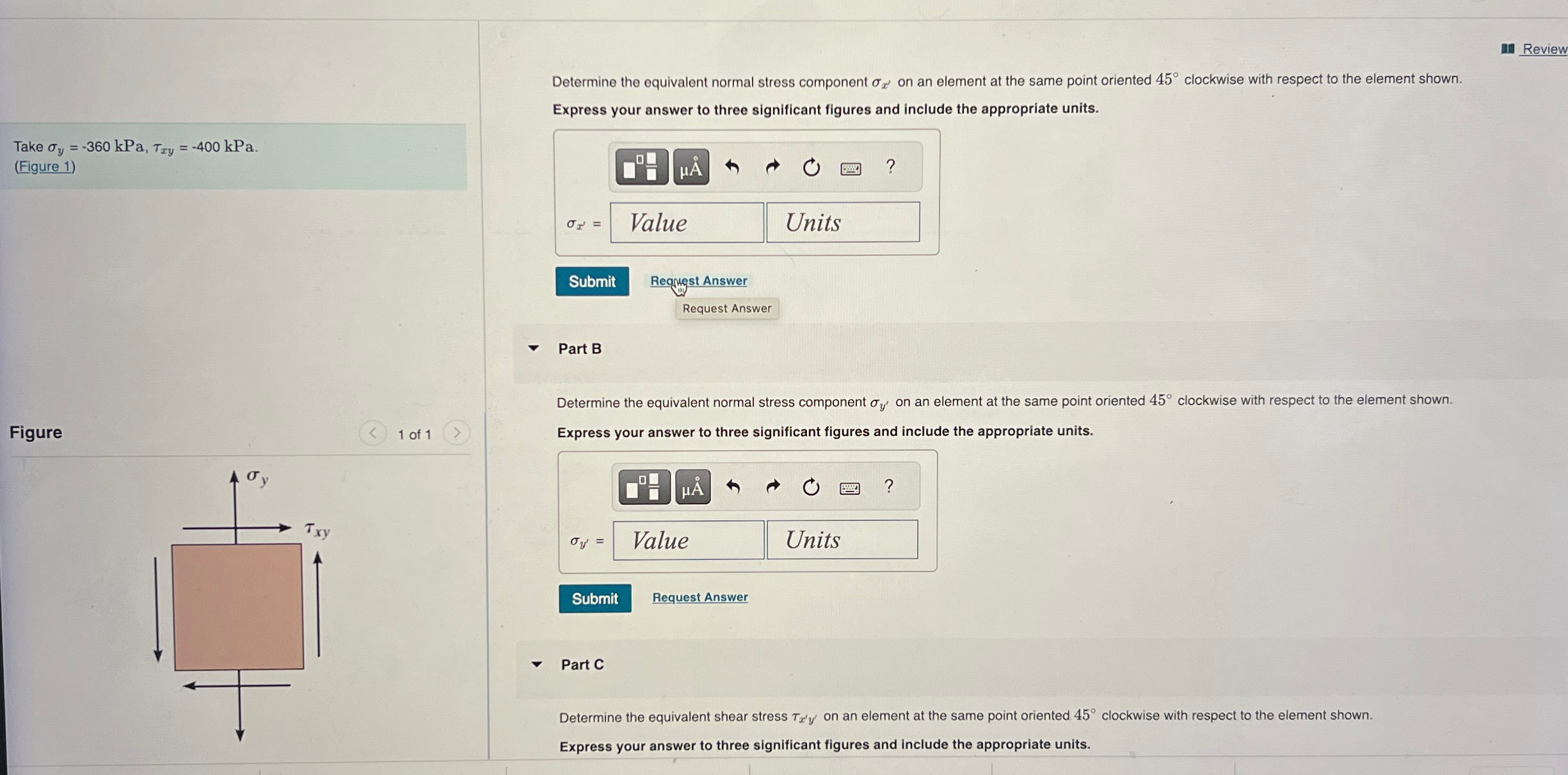Solved Determine the equivalent normal stress component σx' | Chegg.com