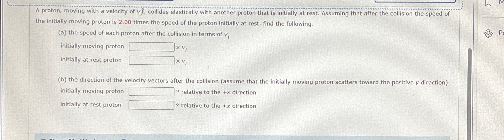 Solved A proton, moving with a velocity of vihat(i), | Chegg.com