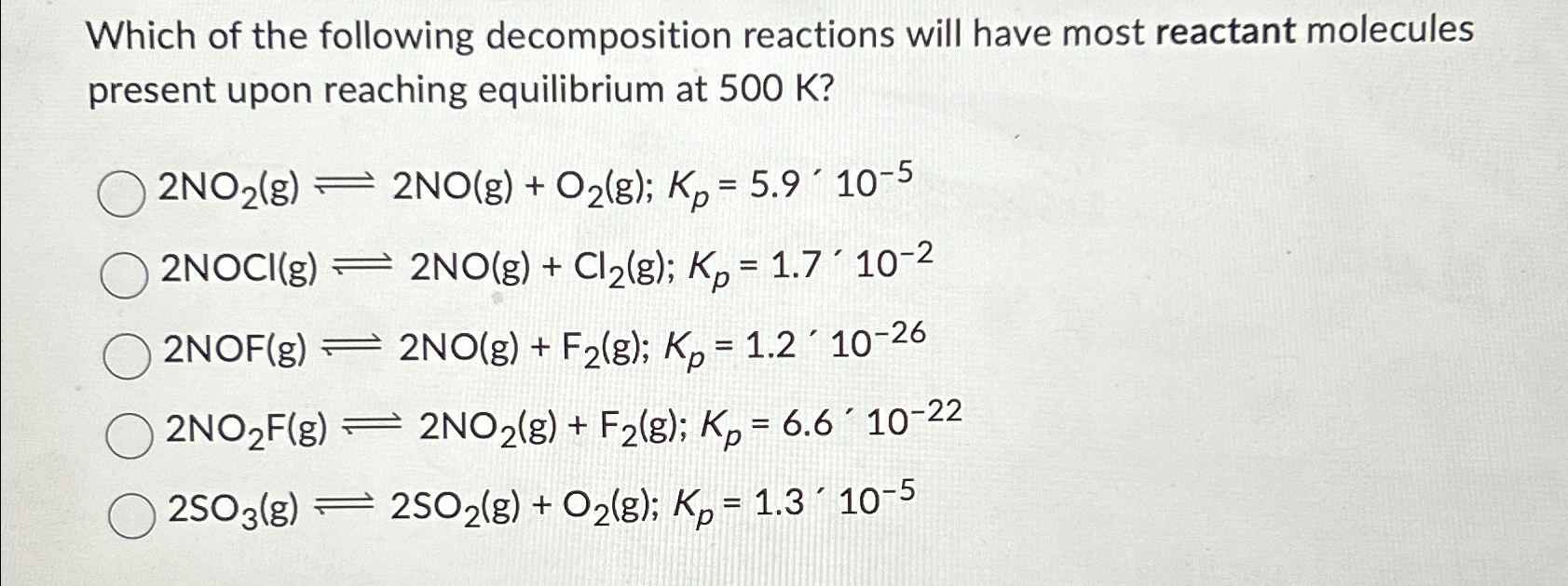 Solved Which of the following decomposition reactions will | Chegg.com
