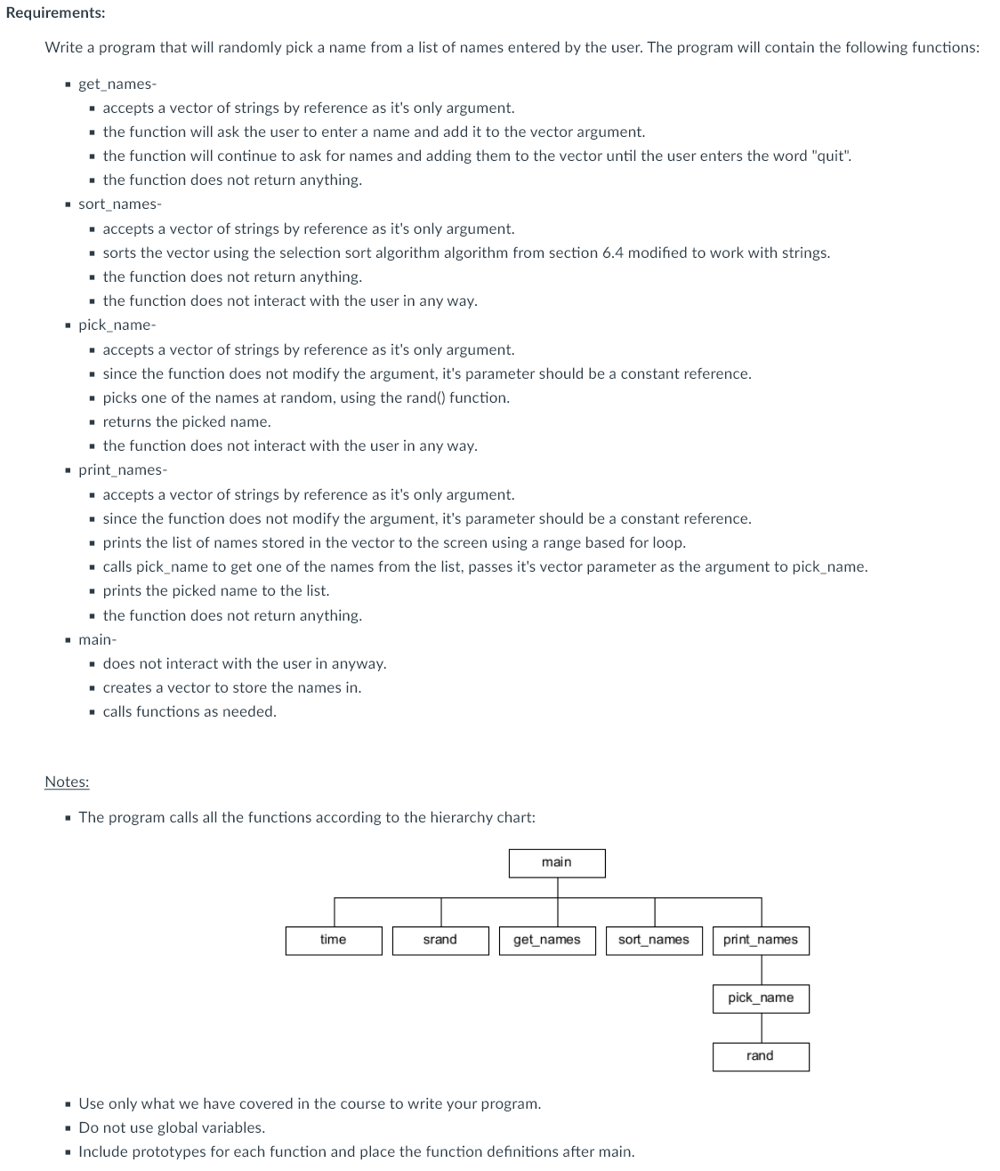 Solved Requirements: Write a program that will randomly pick | Chegg.com