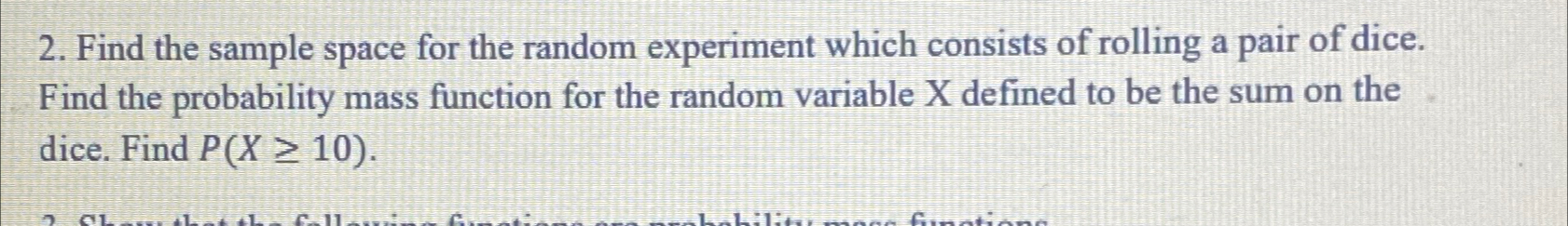 Solved Find the sample space for the random experiment which | Chegg.com