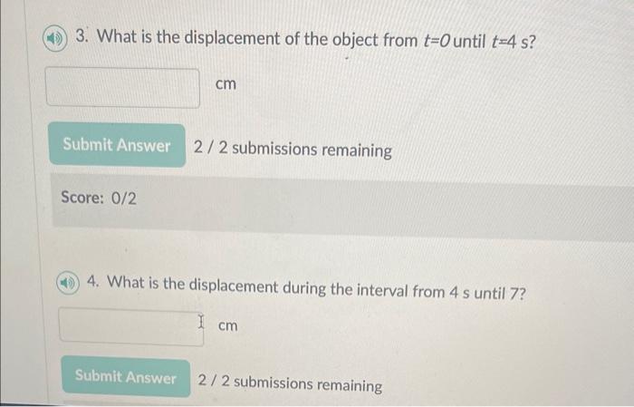 Solved What is the displacement of the object from t=0 until | Chegg.com