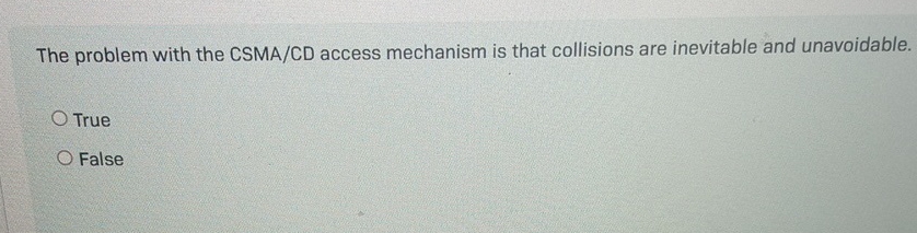 Solved The problem with the CSMA/CD access mechanism is that | Chegg.com