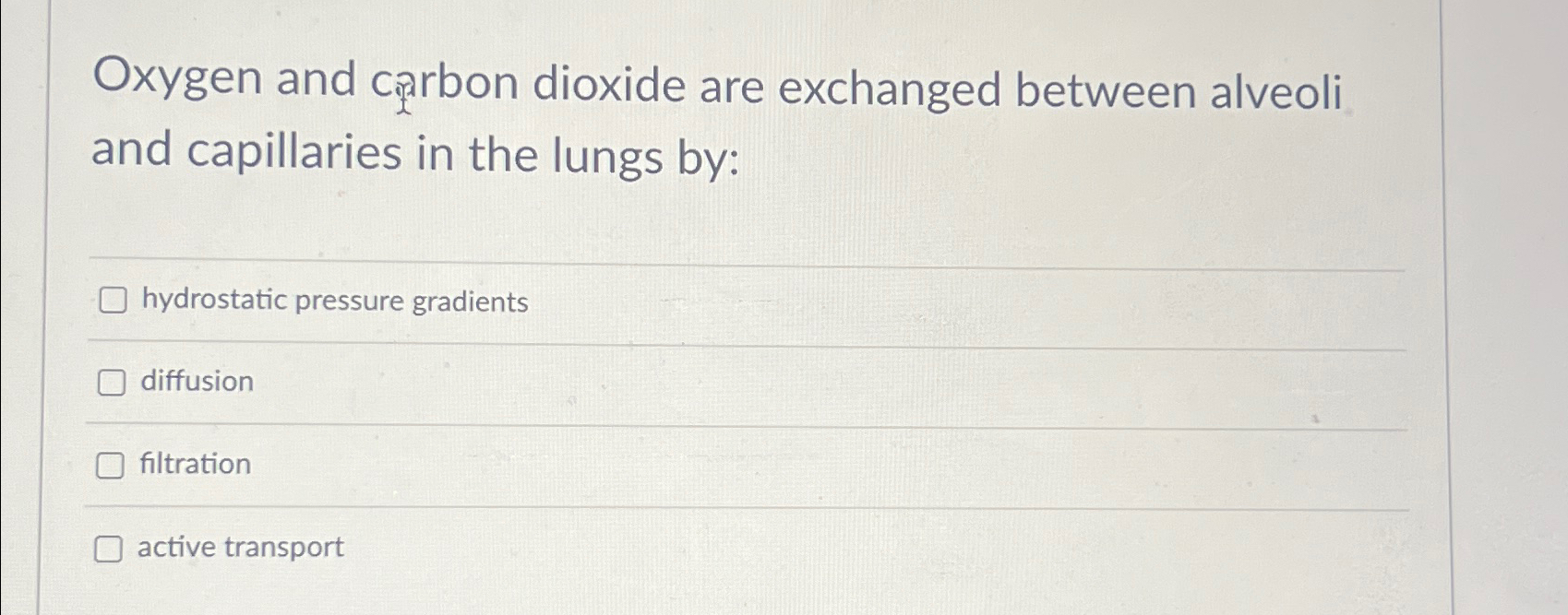 Solved Oxygen and carbon dioxide are exchanged between | Chegg.com