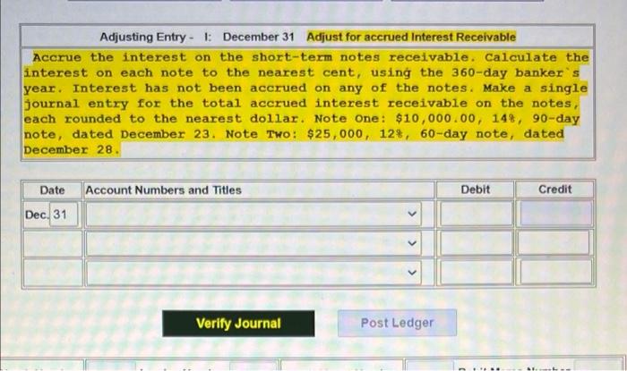 Solved Adjusting Entry - 1: December 31 Adjust for accrued | Chegg.com