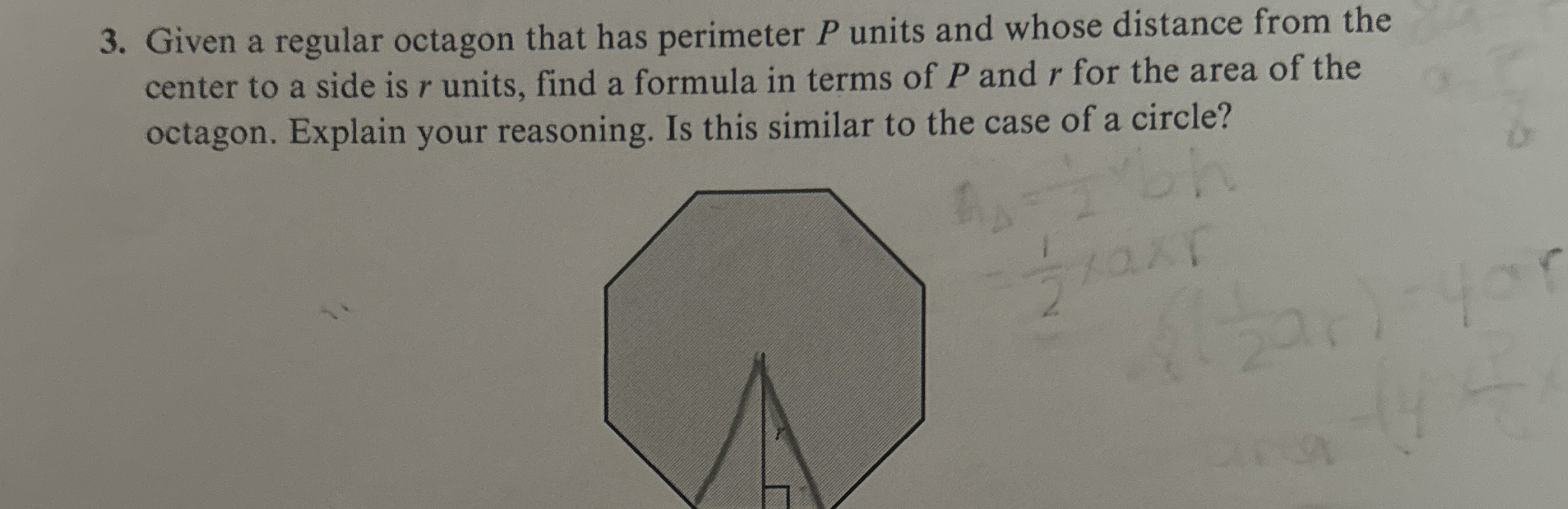 Solved Given a regular octagon that has perimeter P ﻿units | Chegg.com