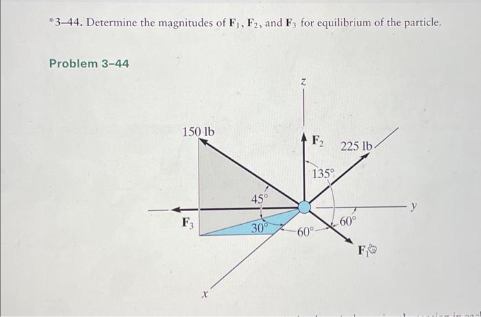 Solved *3-44. Determine the magnitudes of F1, F2, and F3 for | Chegg.com