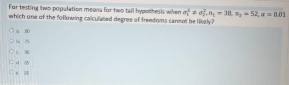 Solved For Testing Two Population Means For Two Tail 1375