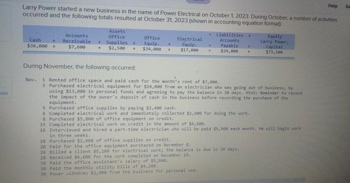 Solved Larry Power started a new business in the name of | Chegg.com