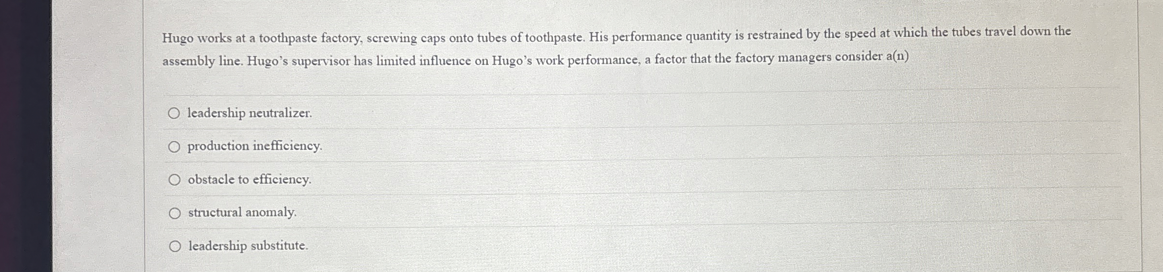 Solved Hugo works at a toothpaste factory, screwing caps | Chegg.com
