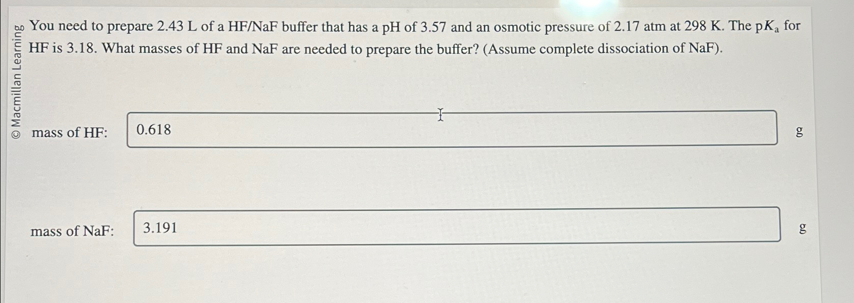 Solved Yo You need to prepare 2.43L ﻿of a HF/NaF buffer that | Chegg.com