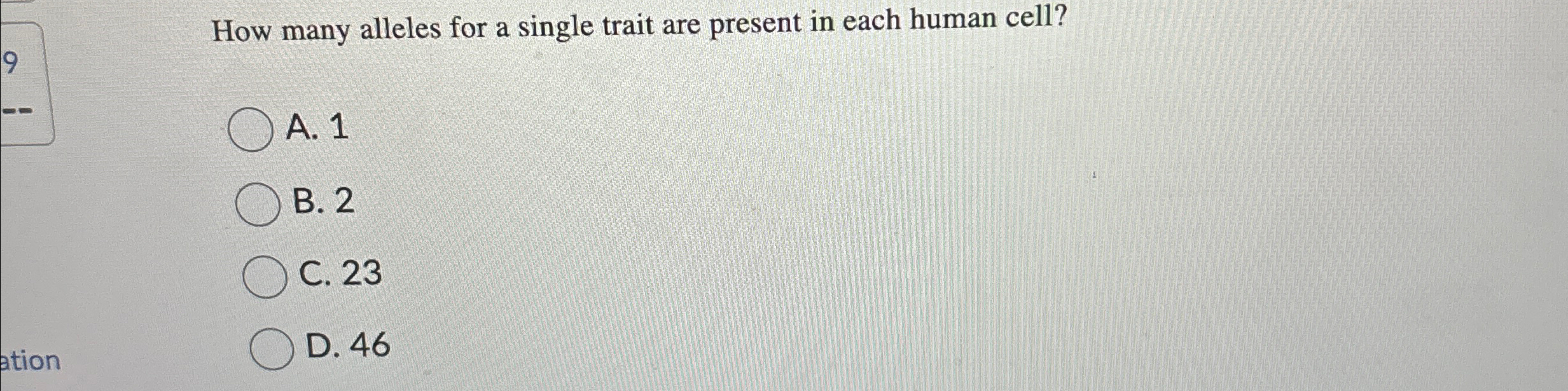 Solved How many alleles for a single trait are present in | Chegg.com