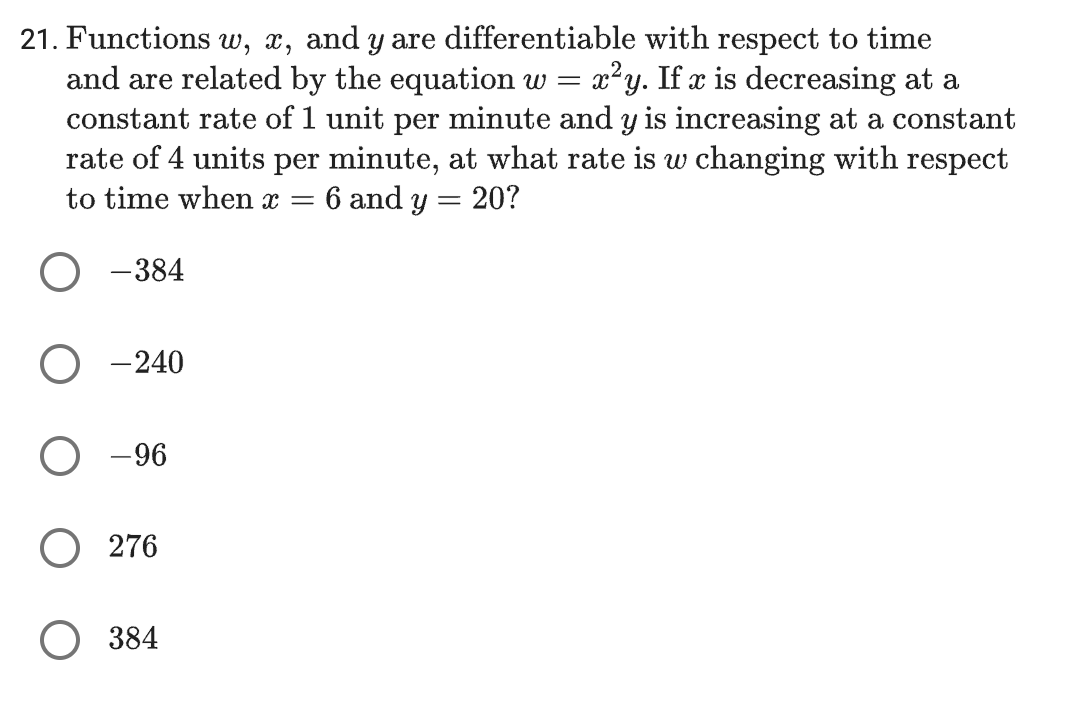Solved Functions w,x, ﻿and y ﻿are differentiable with | Chegg.com