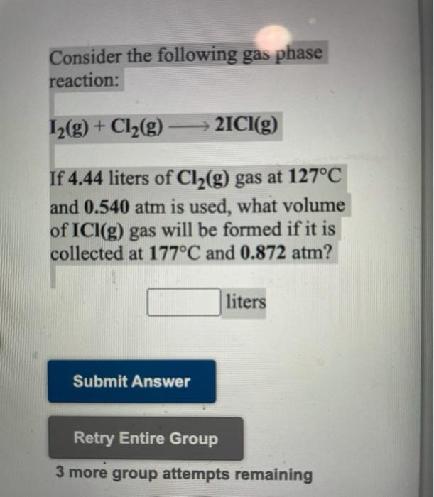 Solved Consider the following gas phase reaction: CH4(g) + | Chegg.com
