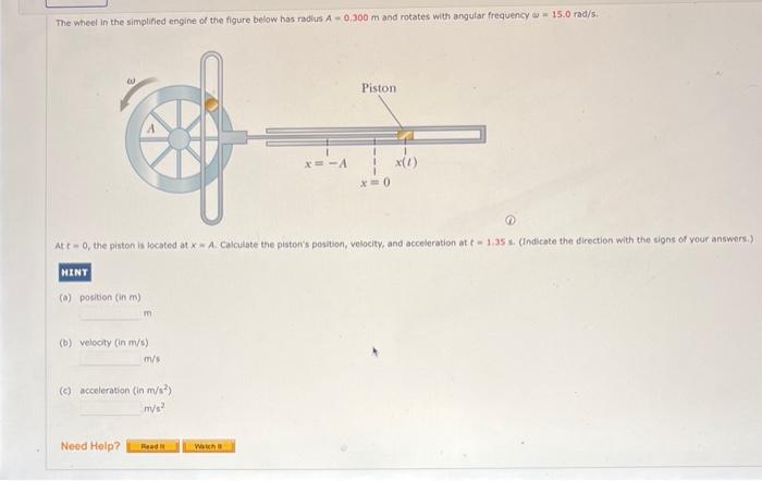 Solved The wheel in the simplified engine of the figure | Chegg.com