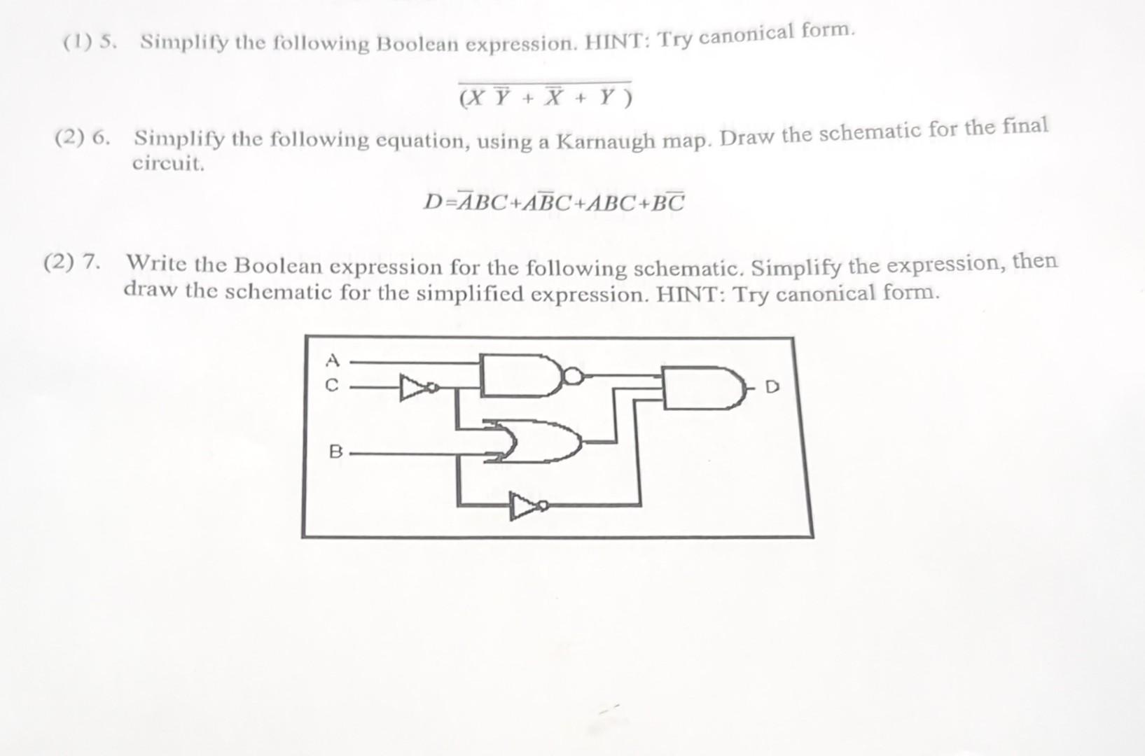 Solved 1 5 Simplify The Following Boolean Expression