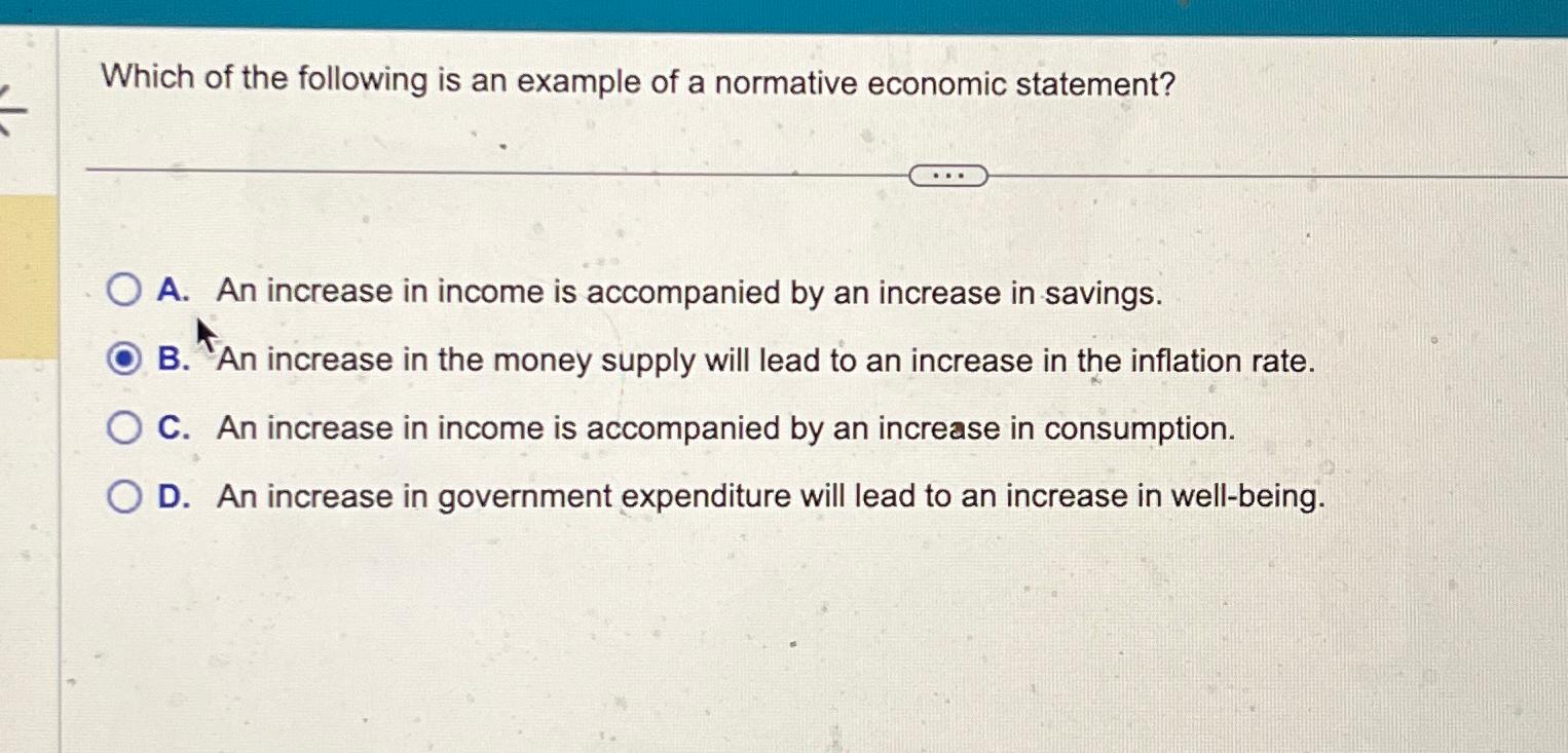 Solved Which of the following is an example of a normative | Chegg.com