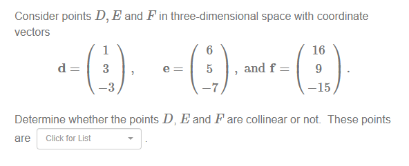 Solved Consider points D,E ﻿and F ﻿in three-dimensional | Chegg.com