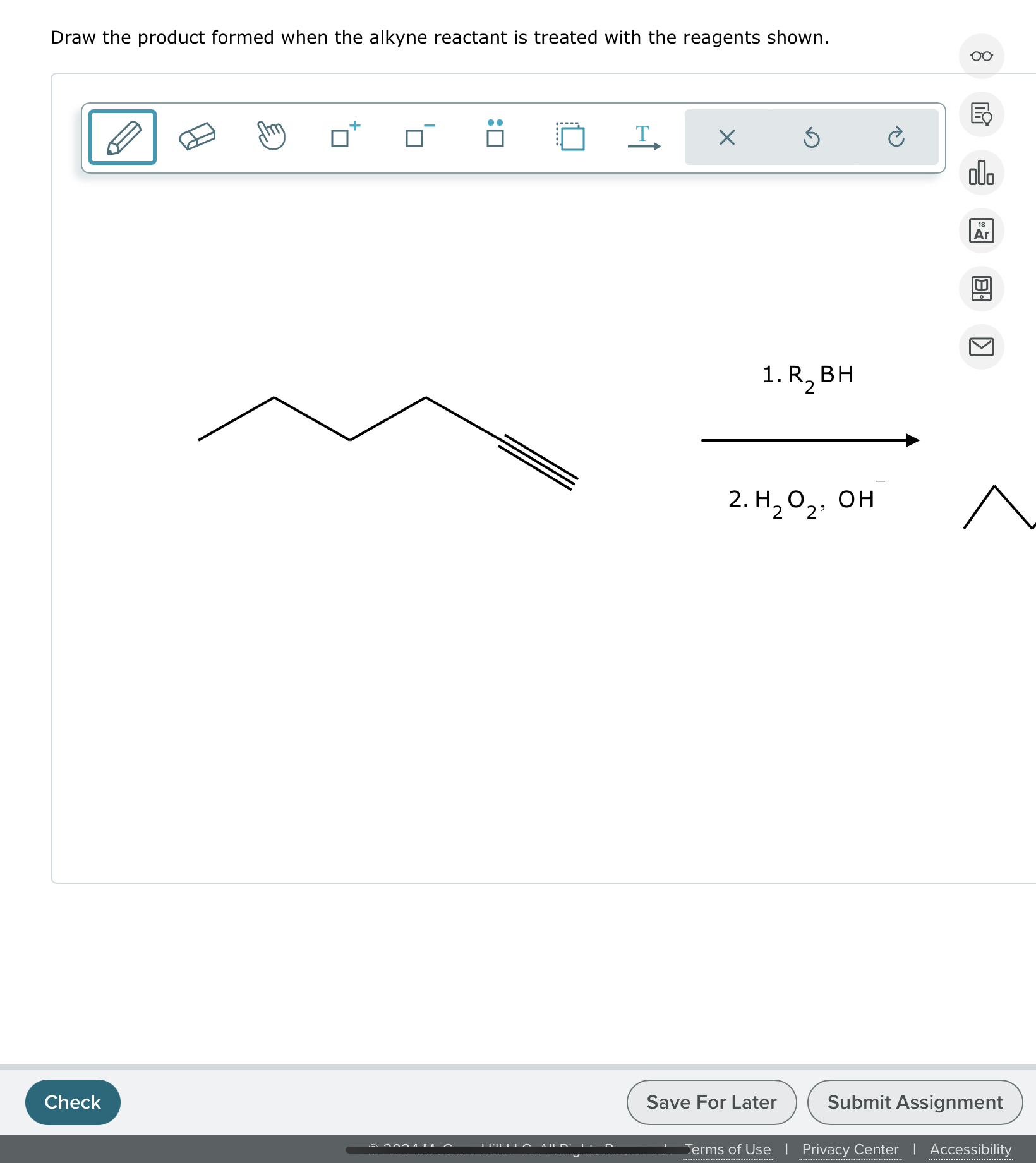 Solved Draw the product formed when the alkyne reactant is | Chegg.com