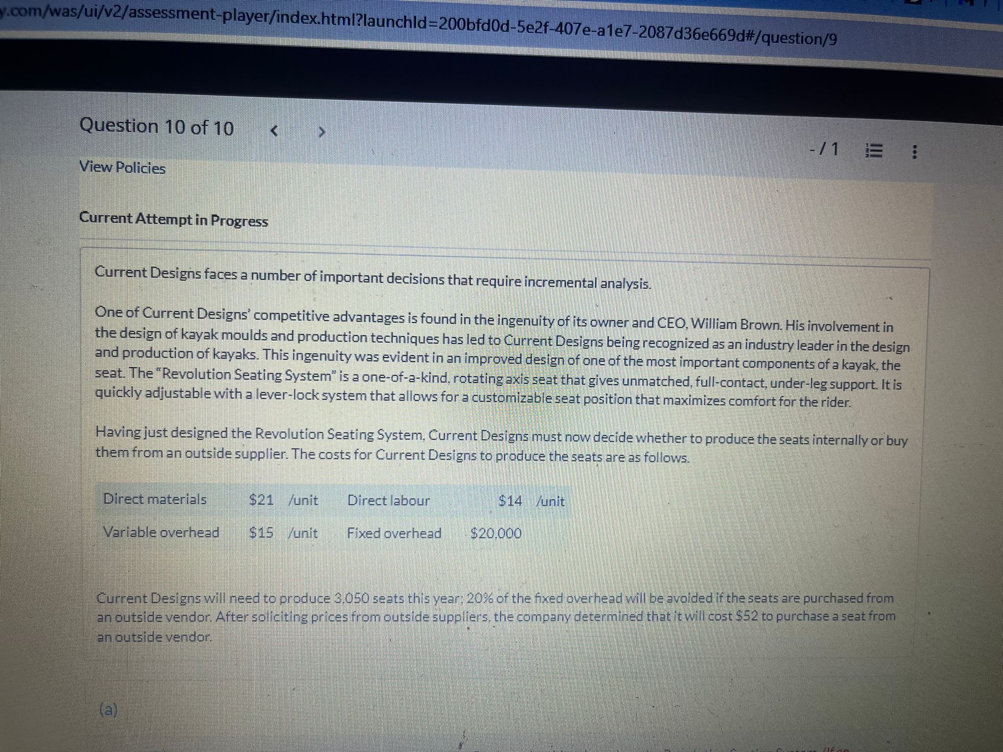 Solved Question 10 ﻿of 10View PoliciesCurrent Attempt in | Chegg.com