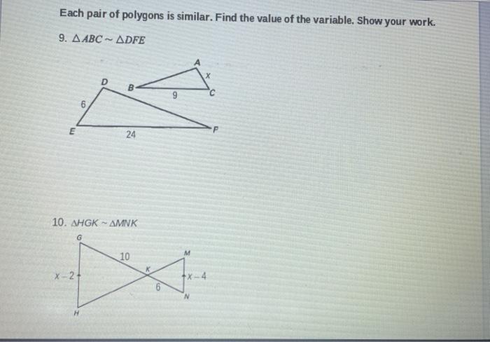 Solved Each pair of polygons is similar. Find the value of | Chegg.com