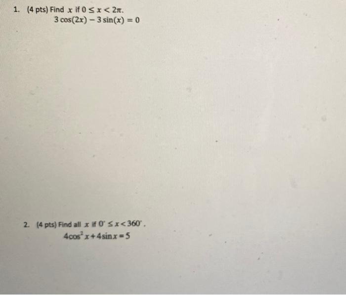 Solved 1. (4 pts) Find x if S x