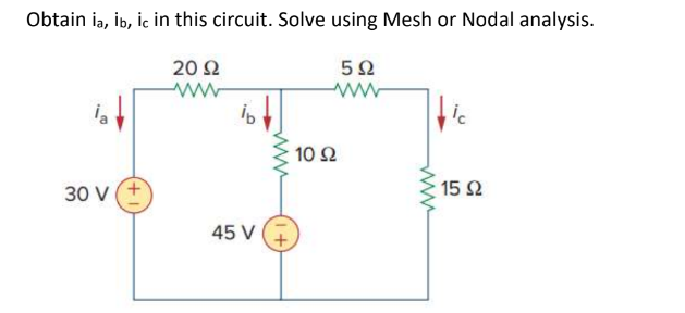 Solved Obtain ia,ib,ic ﻿in this circuit. Solve using Mesh or | Chegg.com