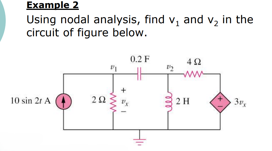 Solved Example 2Using nodal analysis, find v1 ﻿and v2 ﻿in | Chegg.com