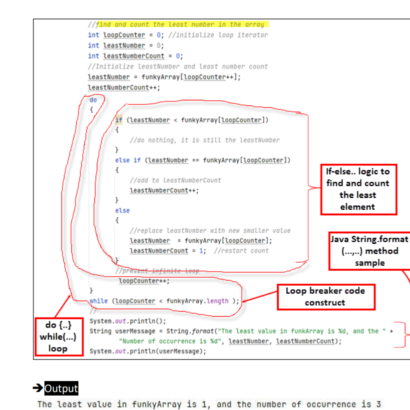 Solved //find and count the least number in the array int | Chegg.com