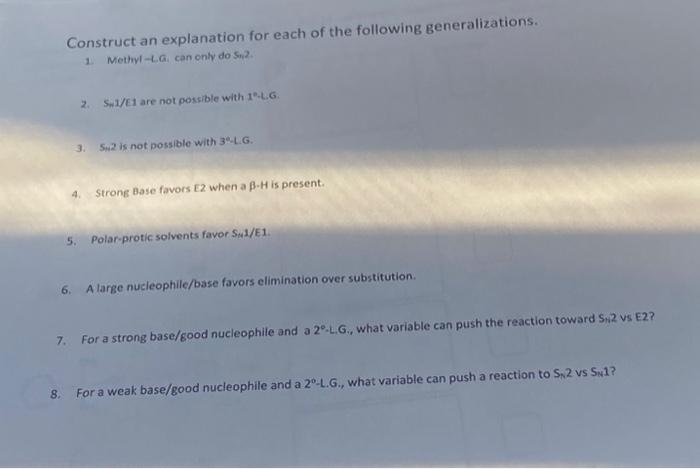 Solved Construct an explanation for each of the following | Chegg.com