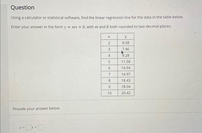 Solved Using a calculator or statistical software, find the | Chegg.com