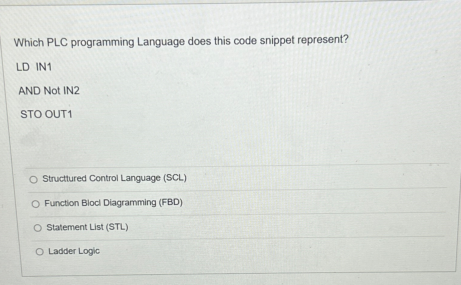 Solved Which PLC programming Language does this code snippet | Chegg.com
